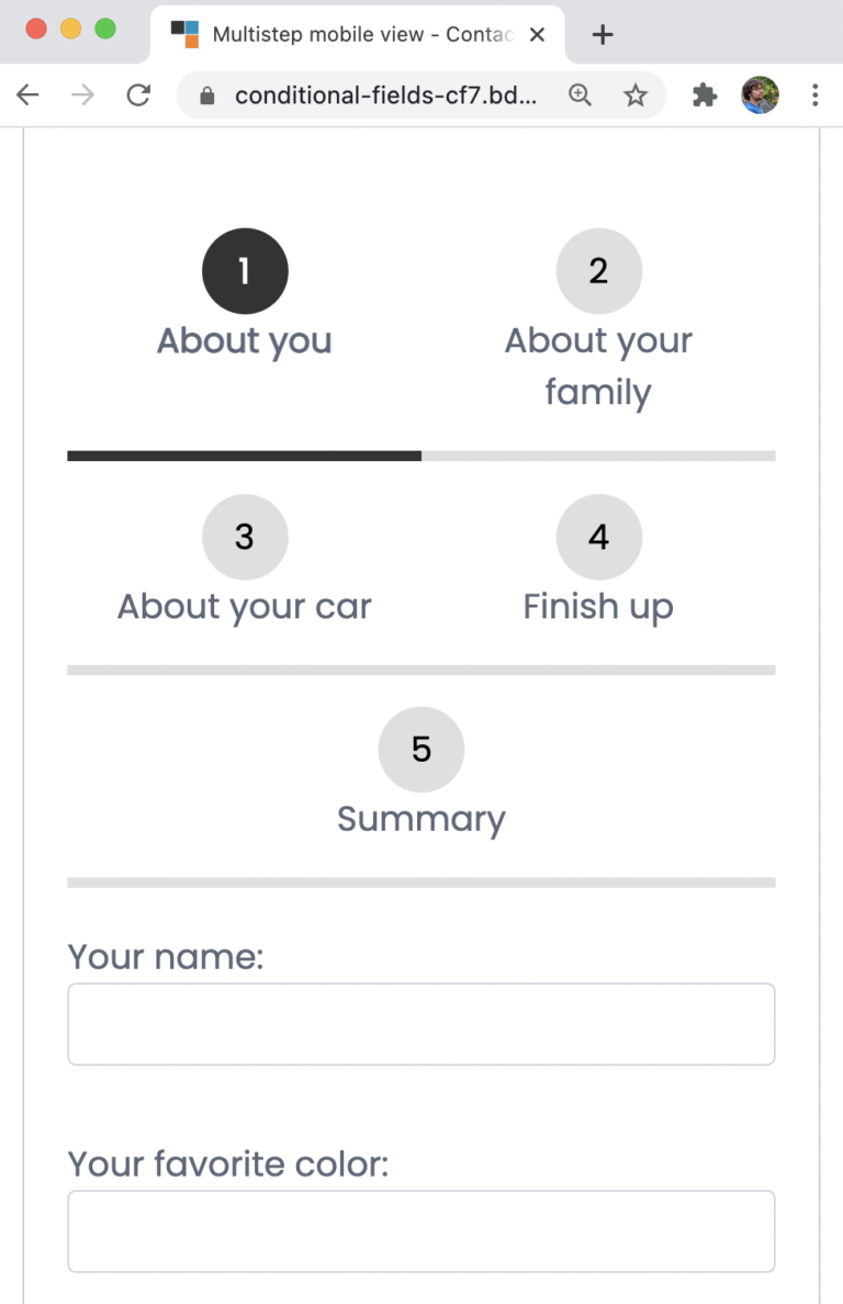 Multistep mobile view - Conditional Fields for CF7